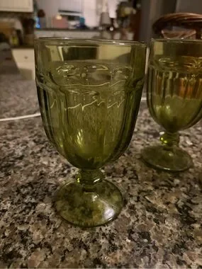Libbey | Dining | Libby Duratuff Gibraltar Olive Green Goblet 7 6oz Usa ...